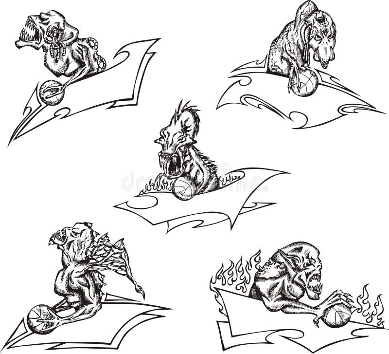 Basketball Monster Templates (set 1) Stock Vector - Illustration of ...