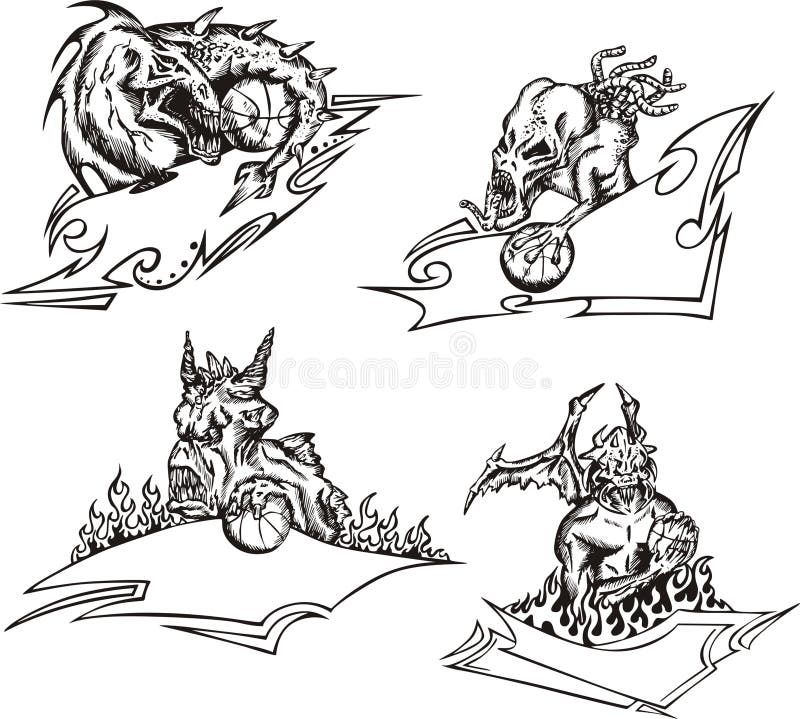 Basketball Monster Templates (set 2) Stock Vector - Illustration of ...