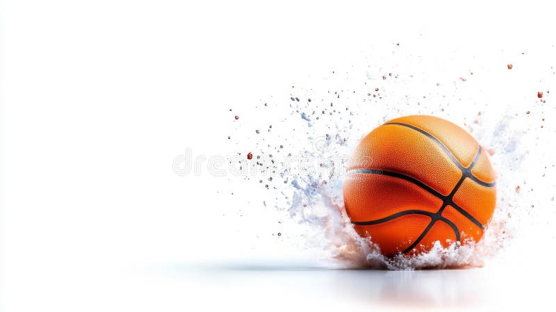 Basketball in Motion Isolated on White Background Splashing Water ...