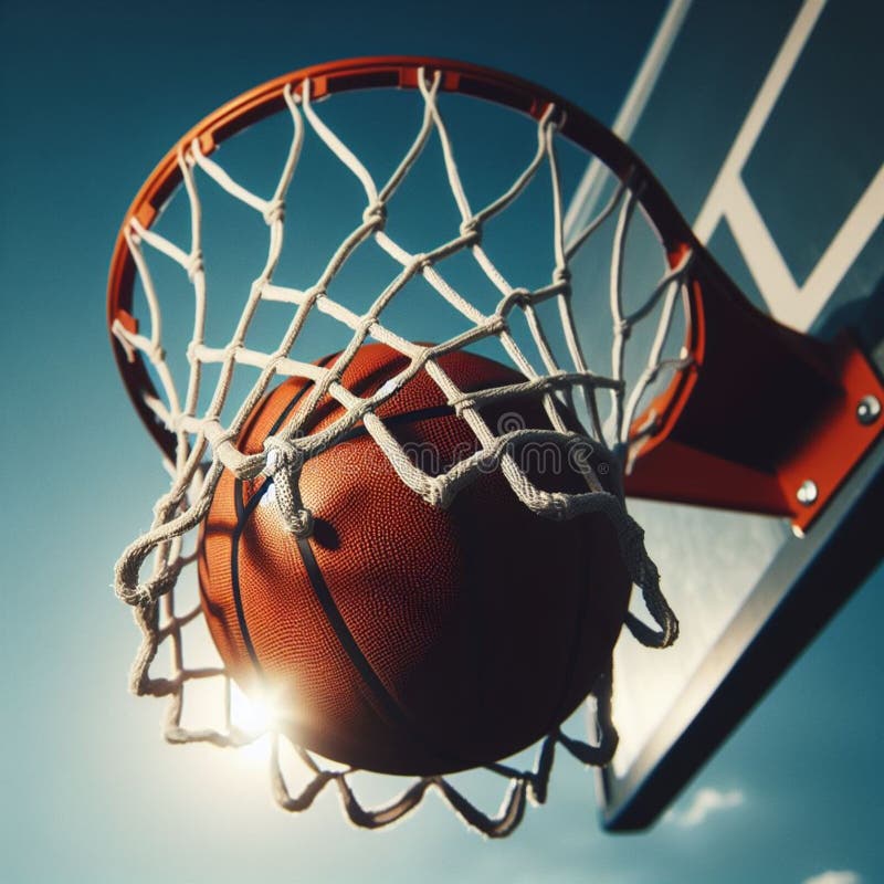 A Basketball Net on a Blue Sky Stock Illustration - Illustration of ...