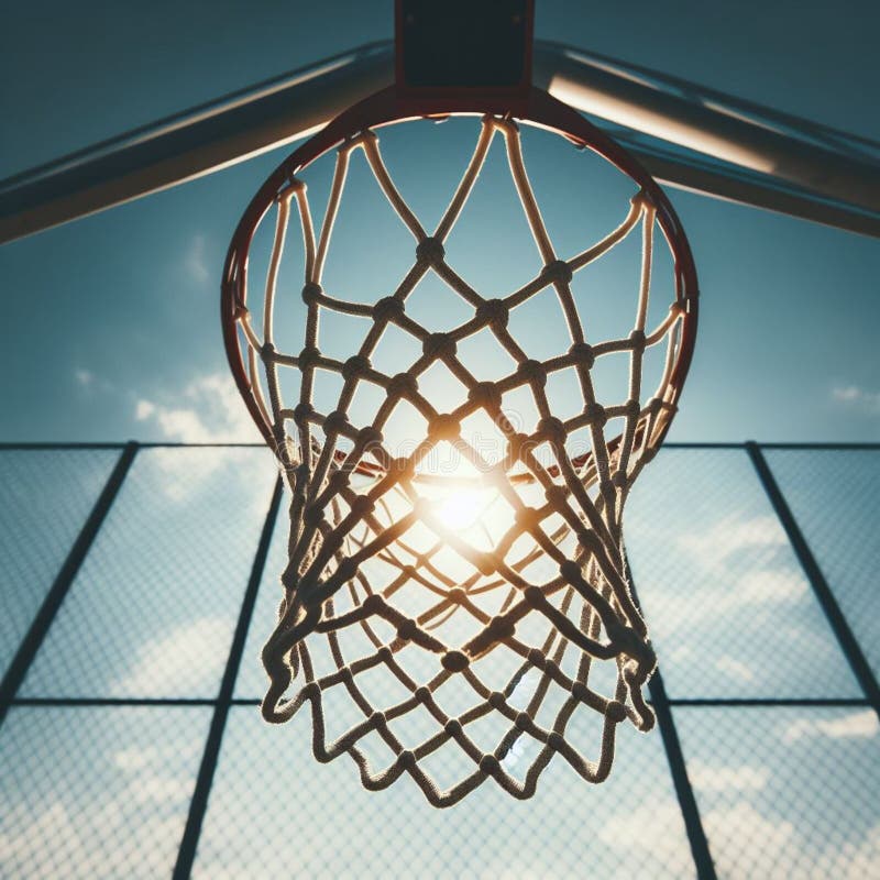 A Basketball Net on a Blue Sky Stock Illustration - Illustration of ...