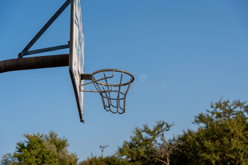 A Basketball Net is Hanging from a Metal Pole Stock Image - Image of ...