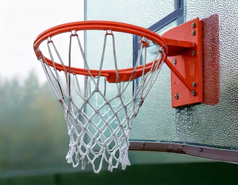 A Basketball Net with a White Net Stock Photo - Image of goal, pole ...