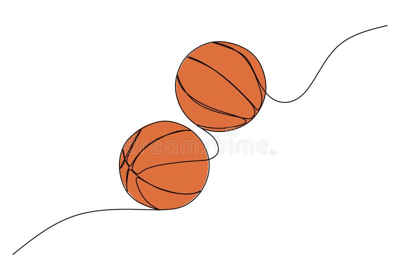 Basketball One Line Drawing: Continuous Hand Drawn Sport Theme Object ...