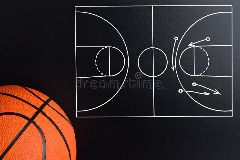 Basketball Play Strategy Drawn Out on a Chalk Board Stock Photo - Image ...