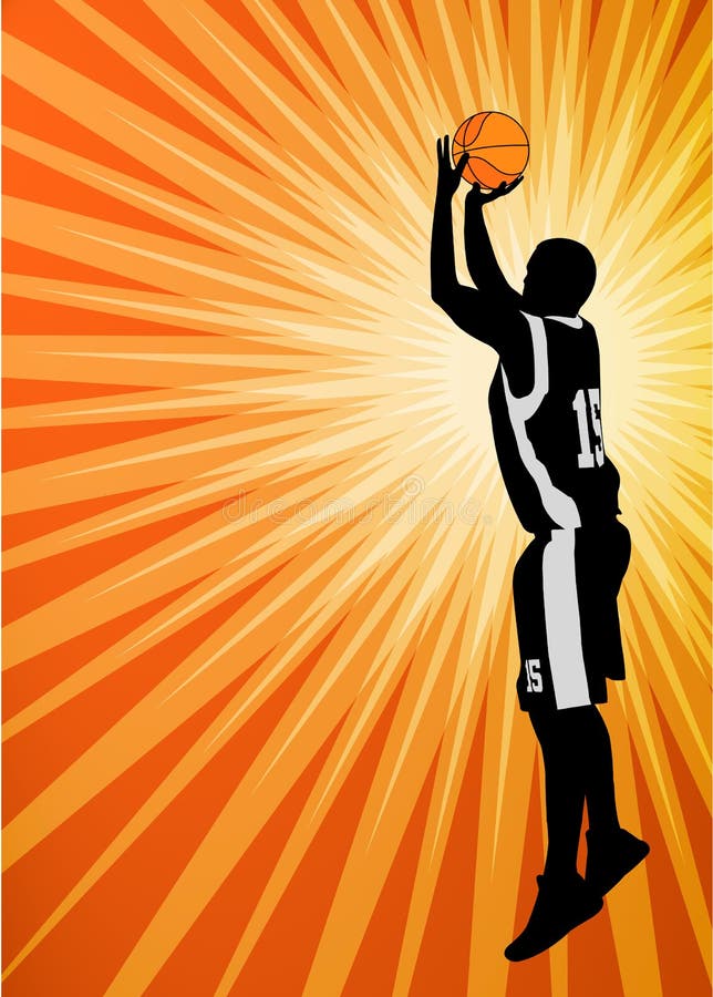 Basketball Player on the Abstract Orange Background Stock Vector ...