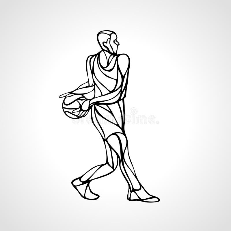 Basketball Player Outline Abstract Silhouette Stock Vector ...