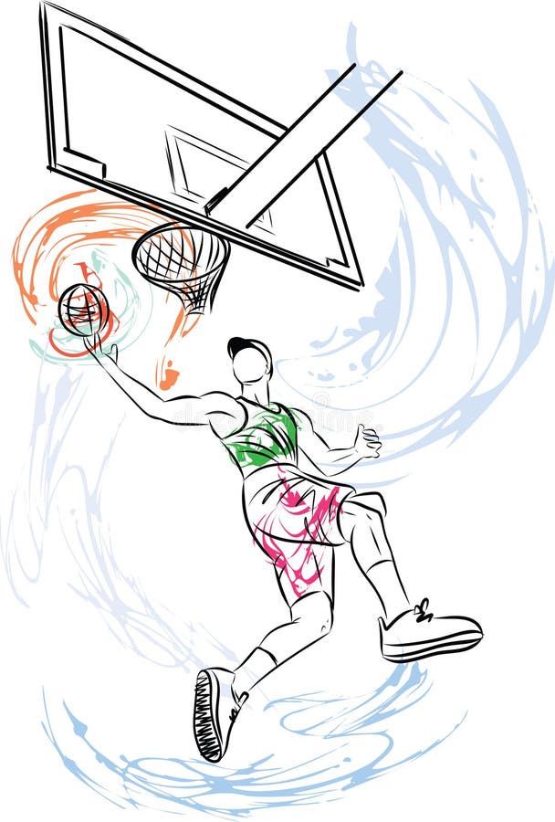 Basketball Player in Action with Ball Stock Vector - Illustration of ...