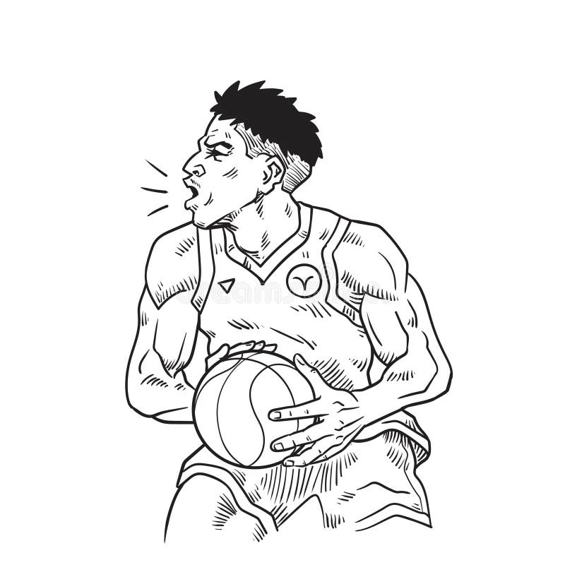 Basketball Player Action Drawing Vector Stock Vector - Illustration of ...