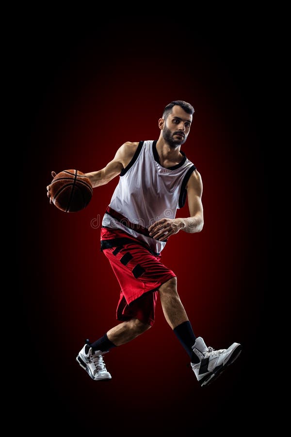 Basketball Player in Action is Flying High Stock Image - Image of ...