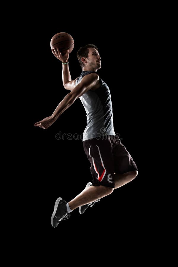 Basketball Player in Action is Flying High Stock Image - Image of ...
