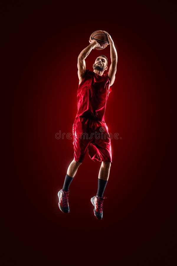 Basketball Player in Action is Flying High Stock Image - Image of ...