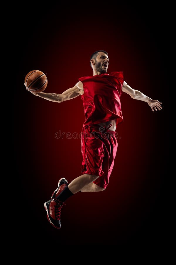 Basketball Player in Action is Flying High Stock Image - Image of ...