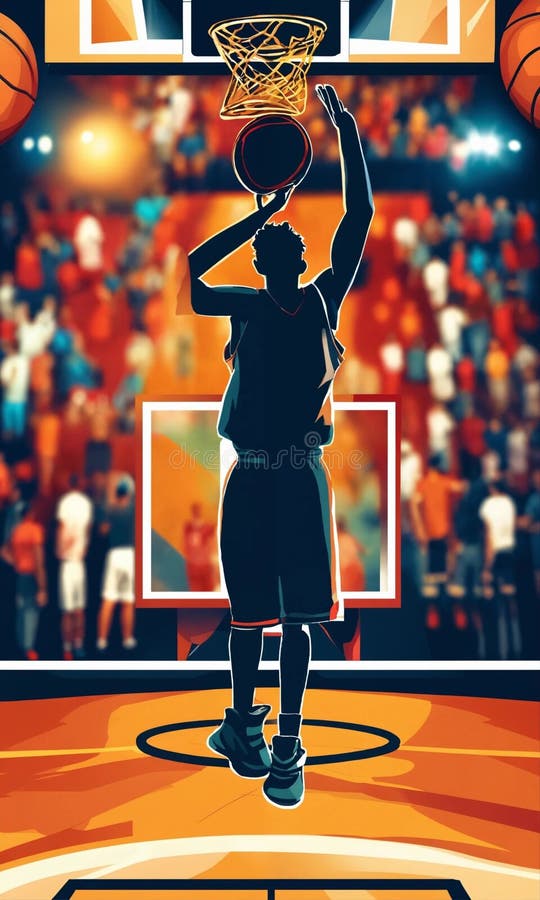Basketball Player Background. Card Template with Stock Illustration ...