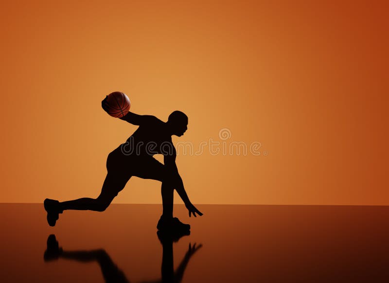 A Basketball Player with a Ball in Motion on a Bright Colored ...