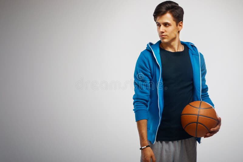 Basketball Player with Ball. Portrait Stock Image - Image of sports ...
