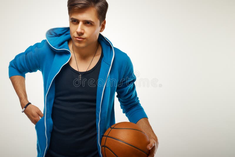 Basketball Player with Ball. Portrait Stock Image - Image of fitness ...