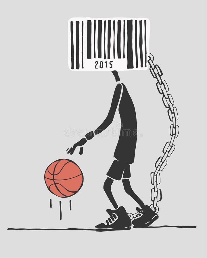 Basketball Player with Barcode Head Stock Vector - Illustration of ...