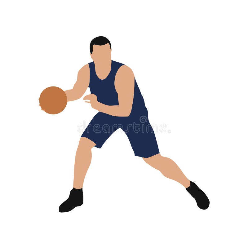 Basketball Player in Blue Jersey, Flat Design Stock Vector ...