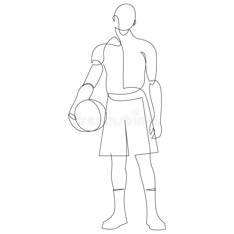 Basketball Player Continuous One Line Drawing. Minimalist Vector ...