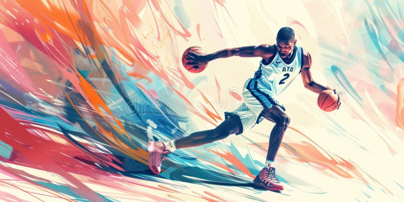 Basketball Player Dribbling with Dynamic Background. Created by ...