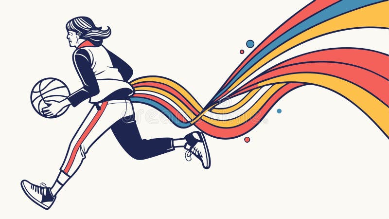 Basketball Player Dribbling Rainbow Trail, Vector Design Generative AI ...