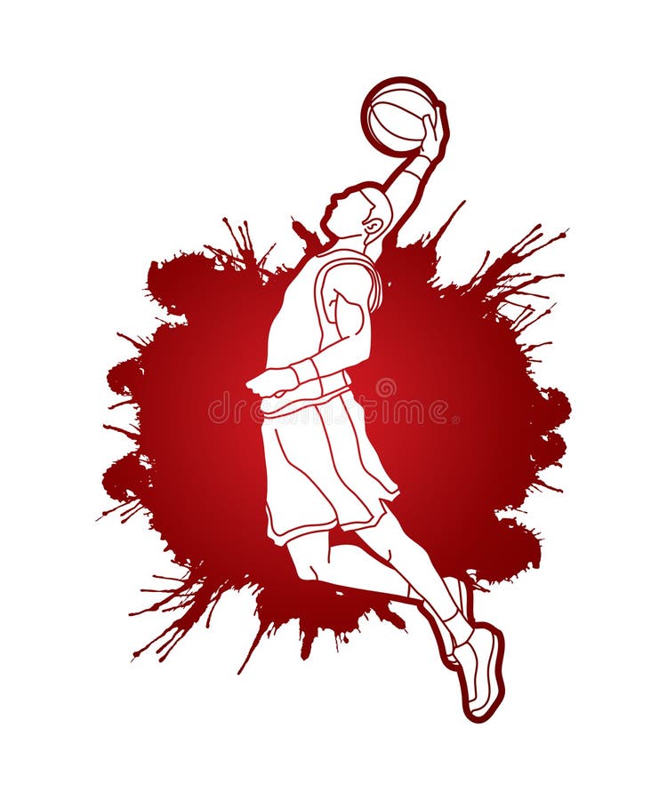 Basketball Player Cartoon Dunking Basketball Stock Vector ...