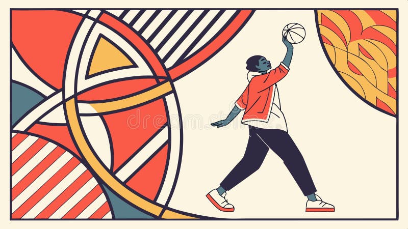 Basketball Player with Dynamic Radial Pattern Symbolizing Energy Vector ...