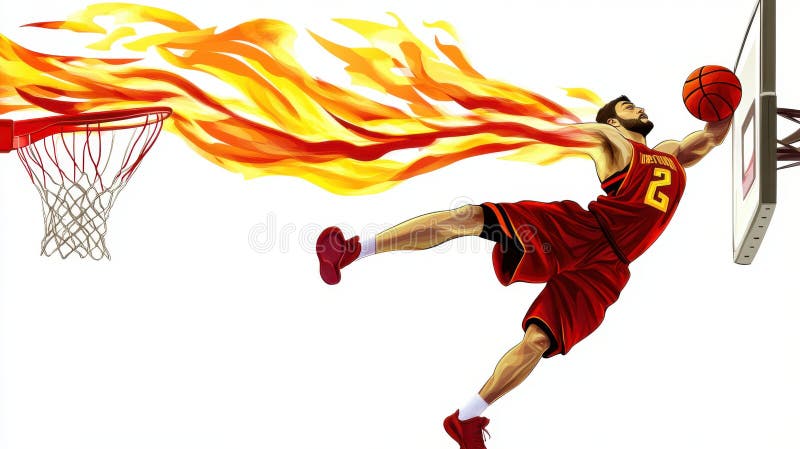 Basketball Player with Fire Trail Stock Illustration - Illustration of ...