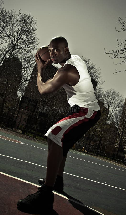 Street Basketball Player Guarding Ball Stock Image - Image of game ...