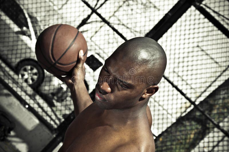 Street Basketball Player Guarding Ball Stock Image - Image of game ...