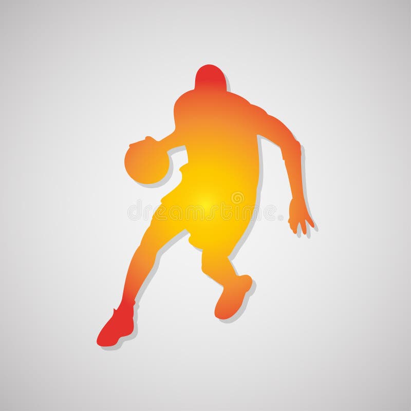 Basketball Player Icon with Shadow in Orange. Vector Illustration Stock ...