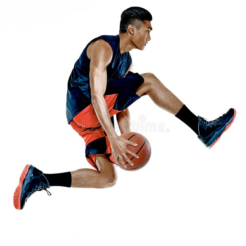 Basketball Player on Parquet with Ball in Light Rays Stock Photo ...