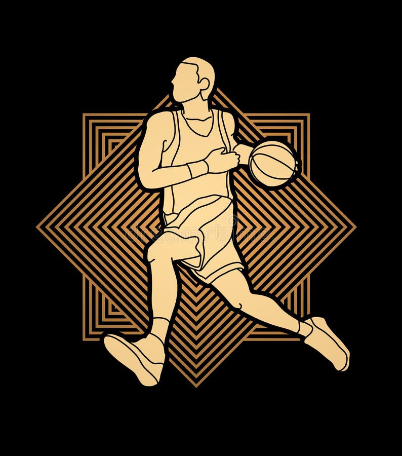 Basketball Player Running Dripping Ball Graphic Vector Stock Vector ...