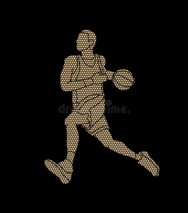 Basketball Player Running Dripping Ball Stock Vector - Illustration of ...