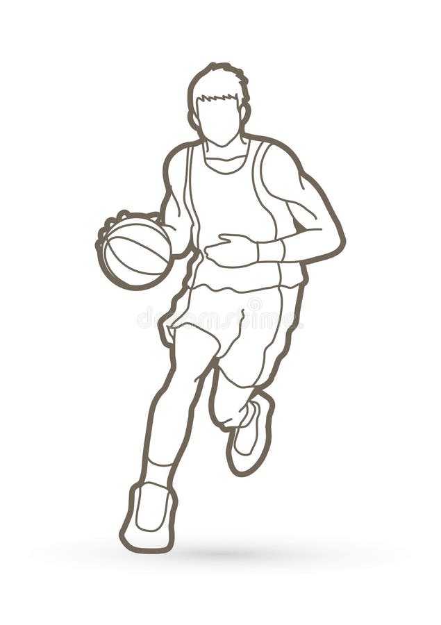 Basketball Player Running Front View Stock Vector - Illustration of ...