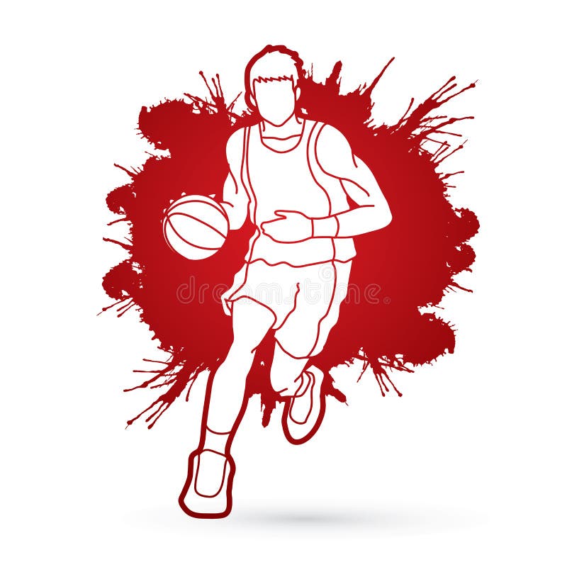 Basketball Player Running Front View Stock Vector - Illustration of ...