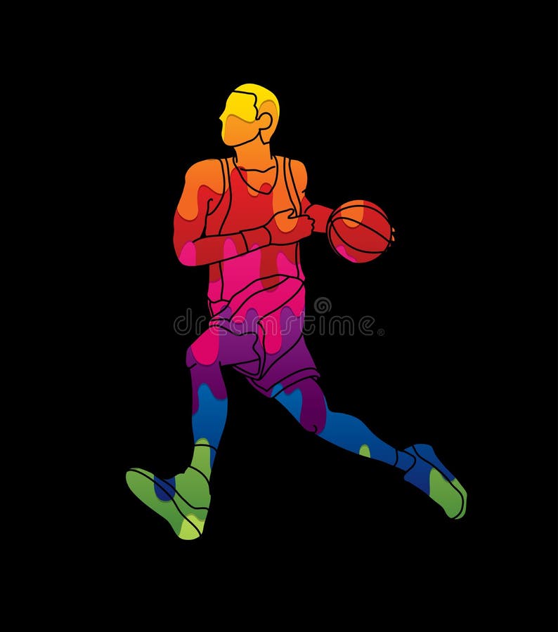 Basketball player running stock vector. Illustration of graphic - 97265256