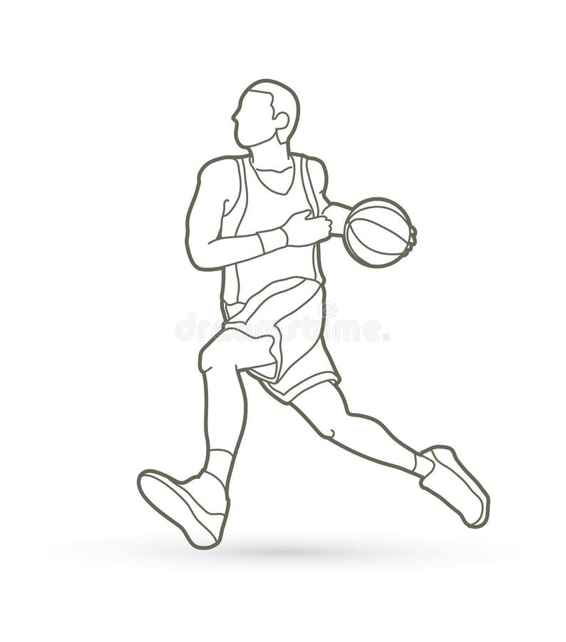 Basketball player running stock vector. Illustration of outline - 97265346