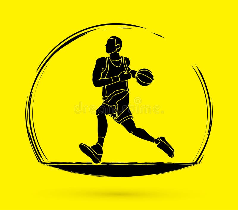 Basketball player running stock vector. Illustration of cartoon - 97777066