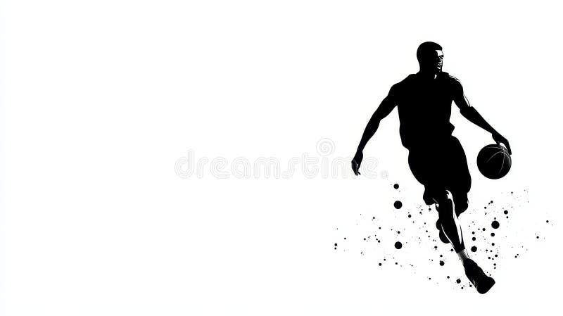 Basketball Player Silhouette Dribbling Dynamic Silhouette of a ...