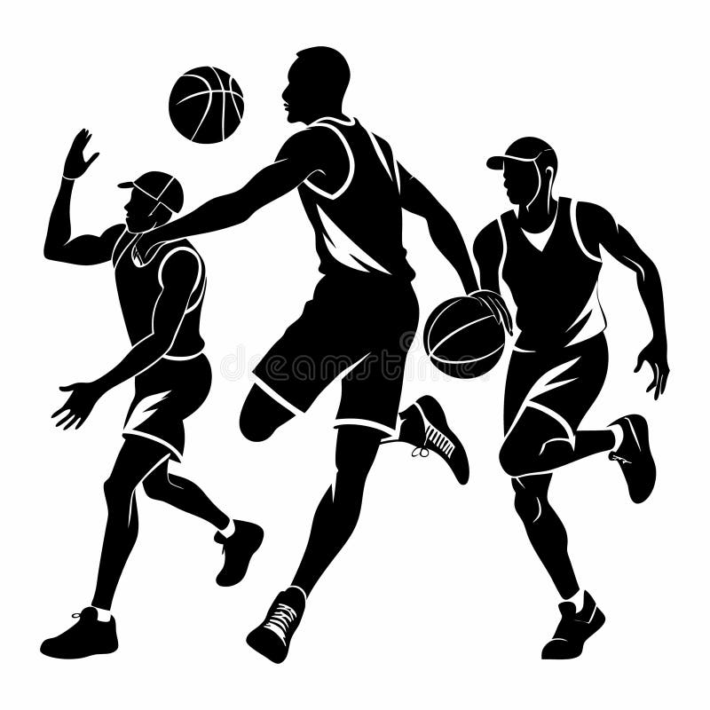 Basketball Player Silhouette Vector Illustration with Solid Color ...