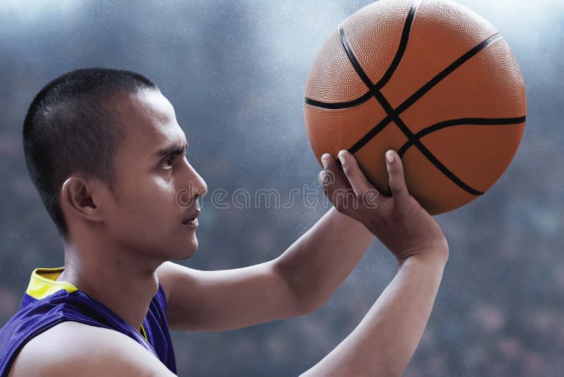 Basketball Player Throwing a Ball Stock Image - Image of competition ...