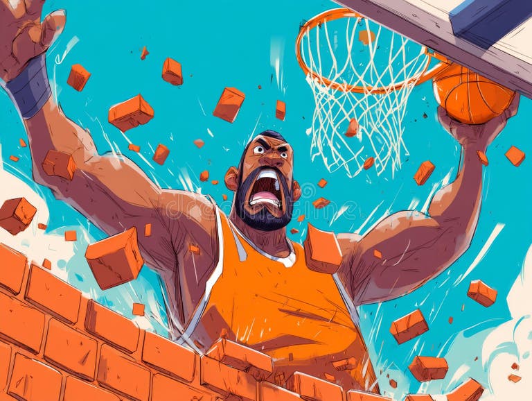 A Basketball Player Throwing Bricks into the Hoop. Generative AI. Stock ...