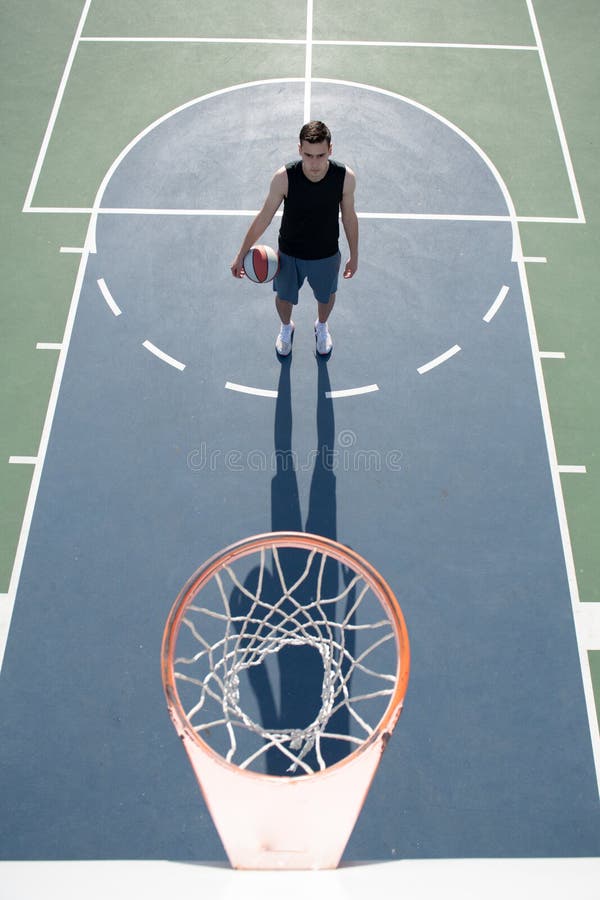 Basketball Player, Top View. Man Playing Basketball, Above Hoop of Man ...
