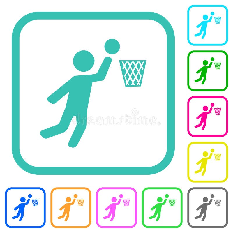 Basketball Player Vivid Colored Flat Icons Stock Vector - Illustration ...