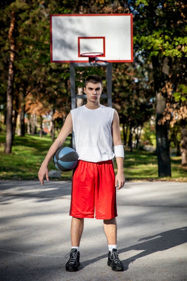 Portrait of Male High School Basketball Player Stock Photo - Image of ...