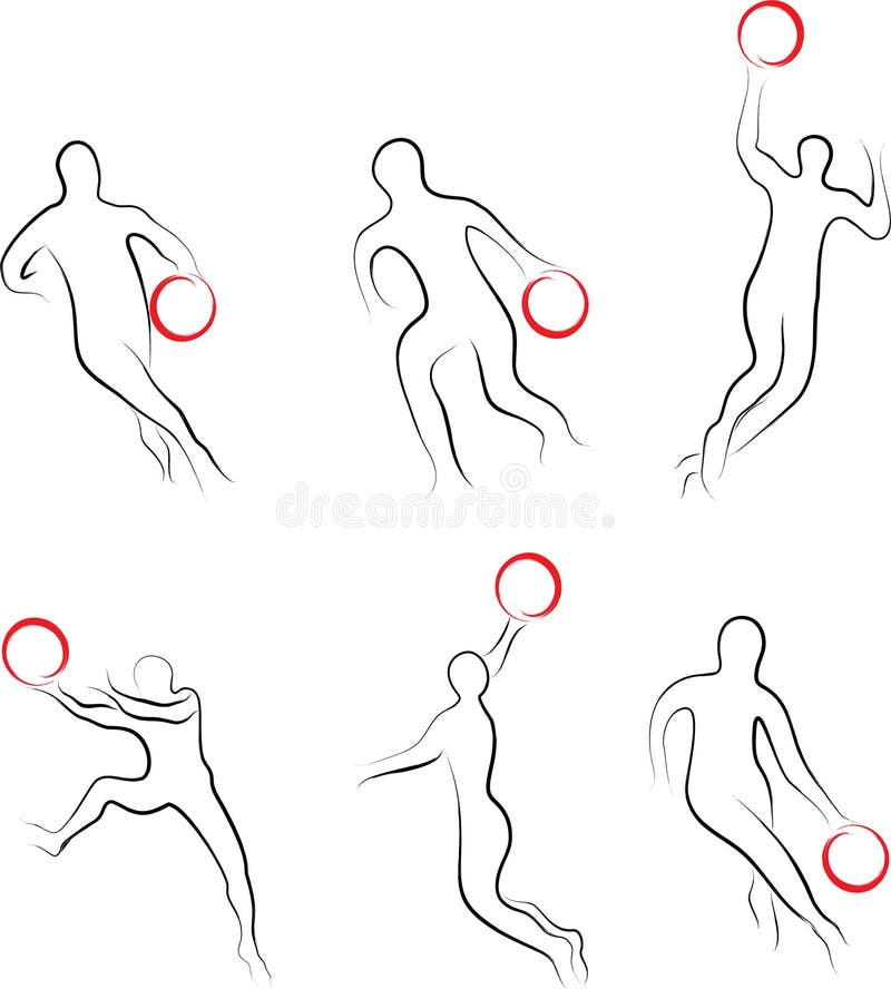 Basketball Players Drawing Stock Illustrations – 597 Basketball Players ...