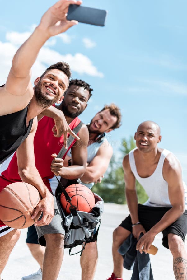 Basketball Players Taking Selfie Together Stock Image - Image of ...