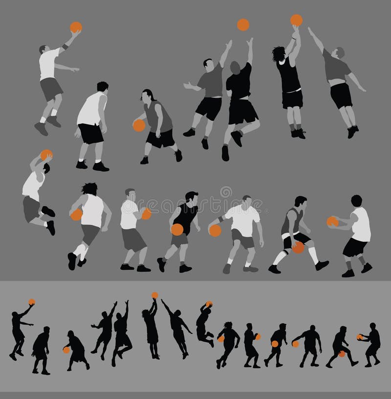 Basketball Poses stock vector. Illustration of exercise - 3975829